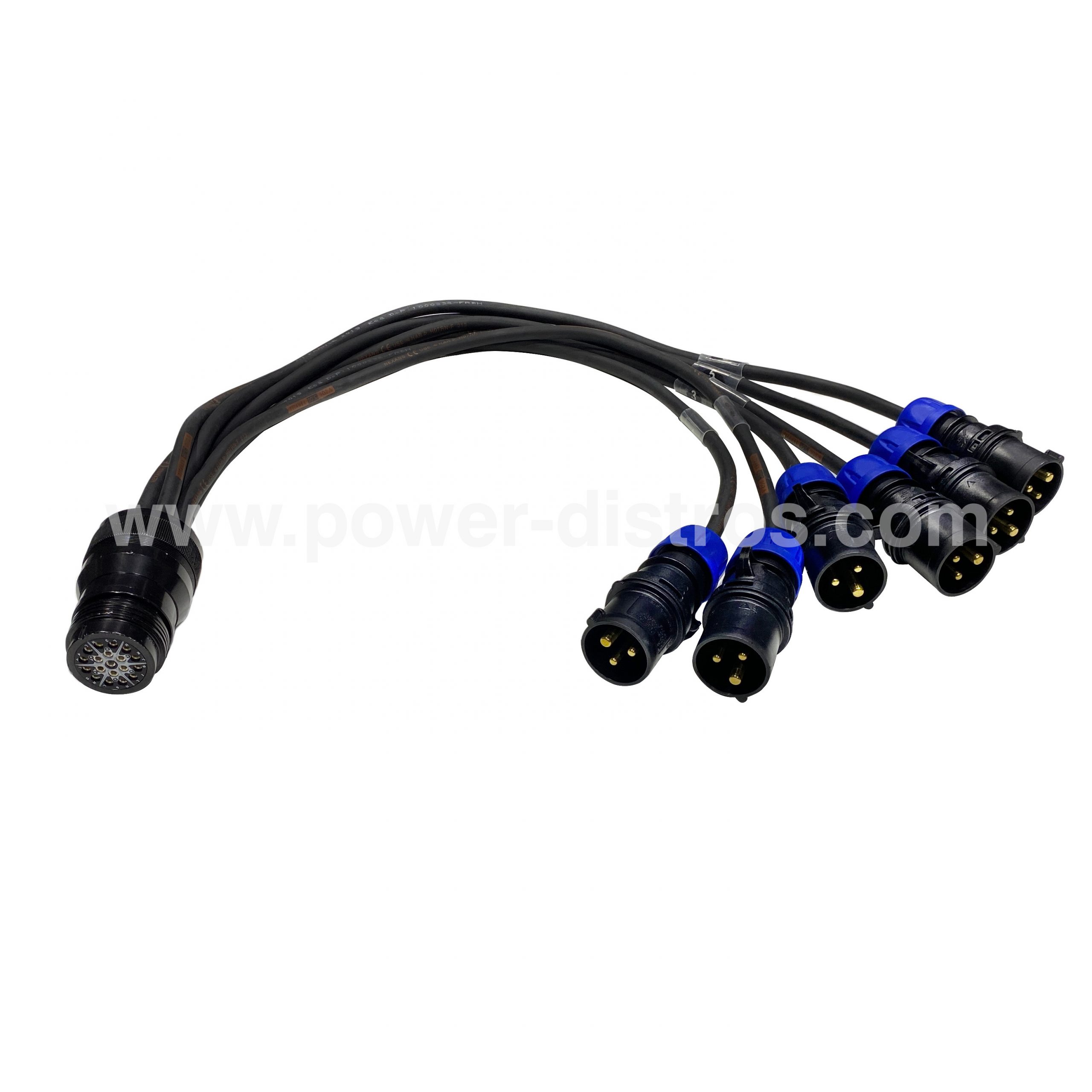 Power Fan In Spider - 19 Pin Female Connector to 6 x 16A 3P CEE Male ...