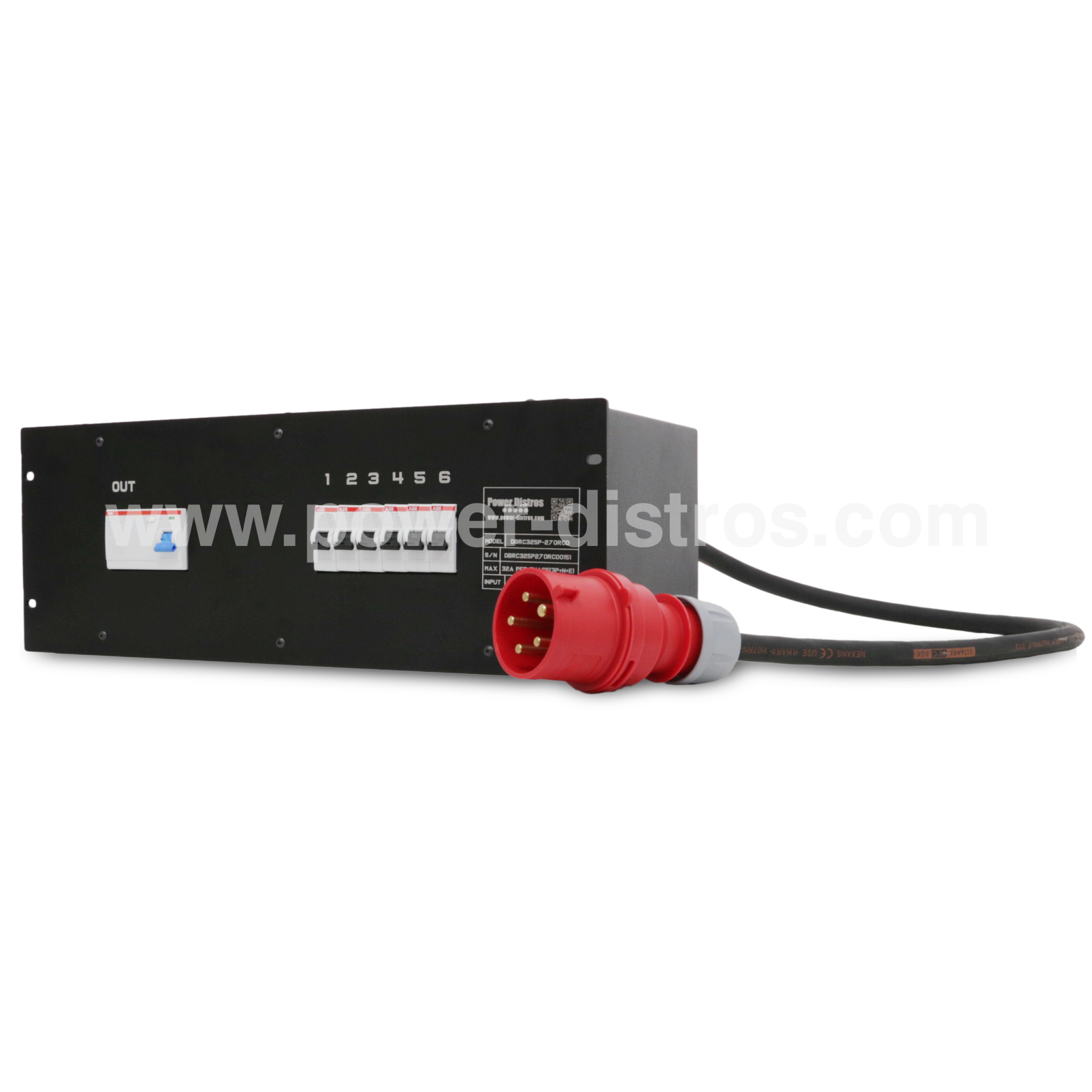 32A CEE 400V 5P In, 20A PowerCon Out, RCD, Rack Mount Distribution Box ...